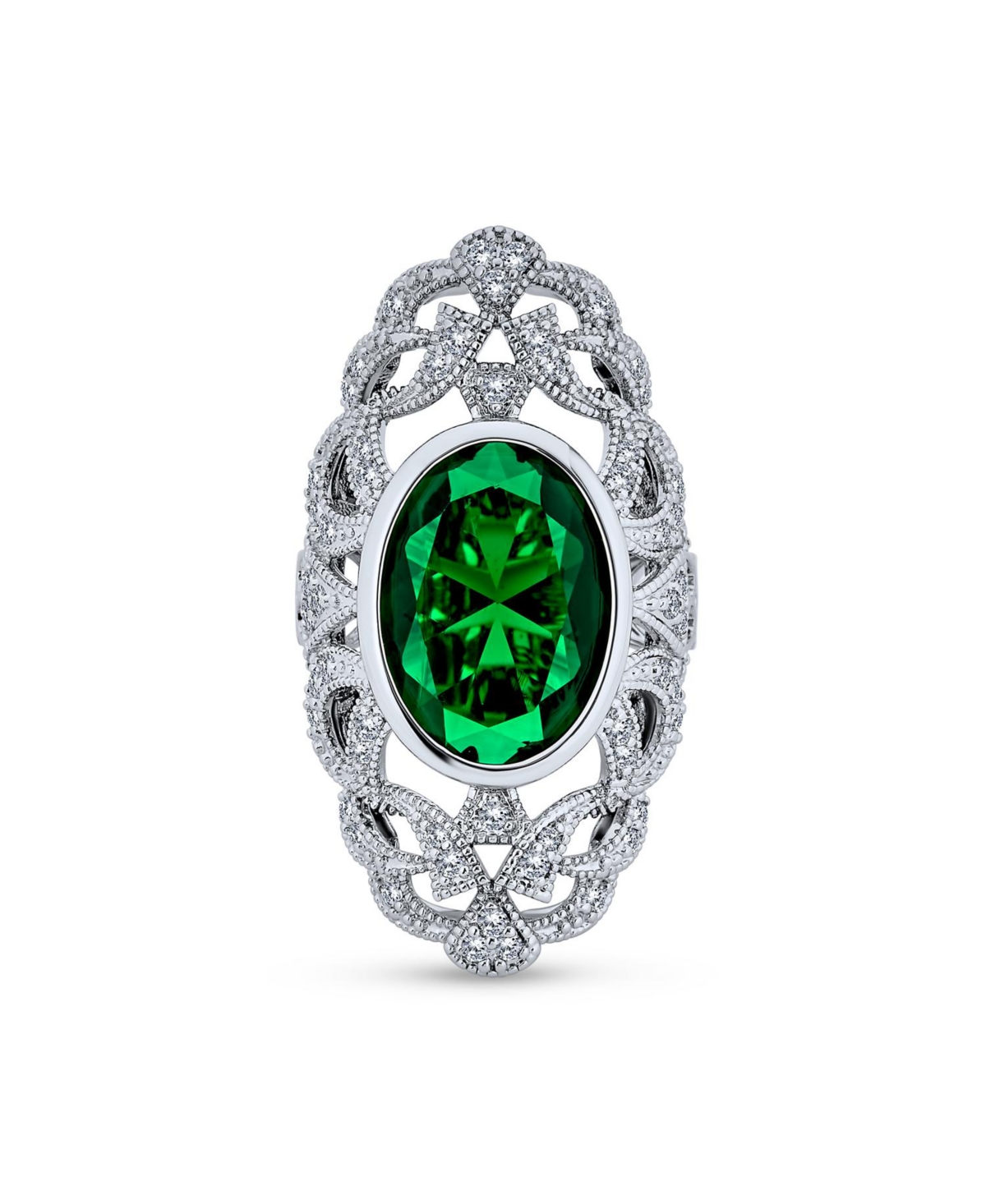 Click here for Bling Jewelry Art Deco Emerald Green Oval Cz Filig... prices