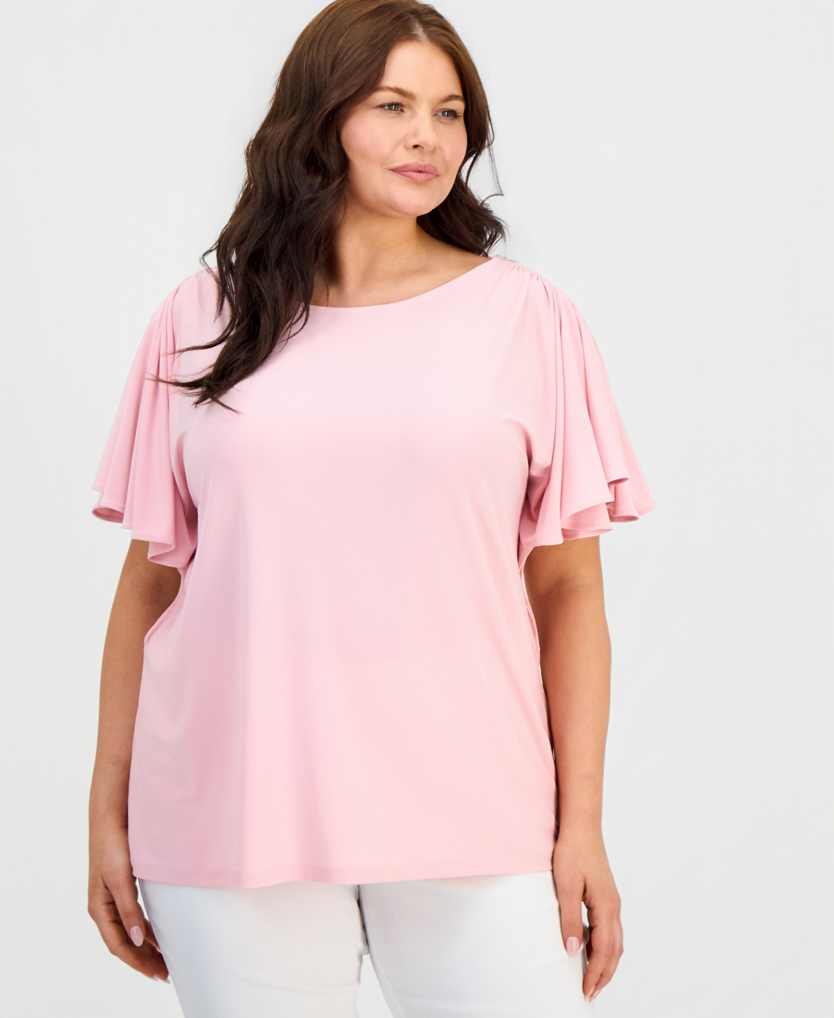 Click here for Anne Klein Plus Size Crewneck Cascade-Flutter-Slee... prices