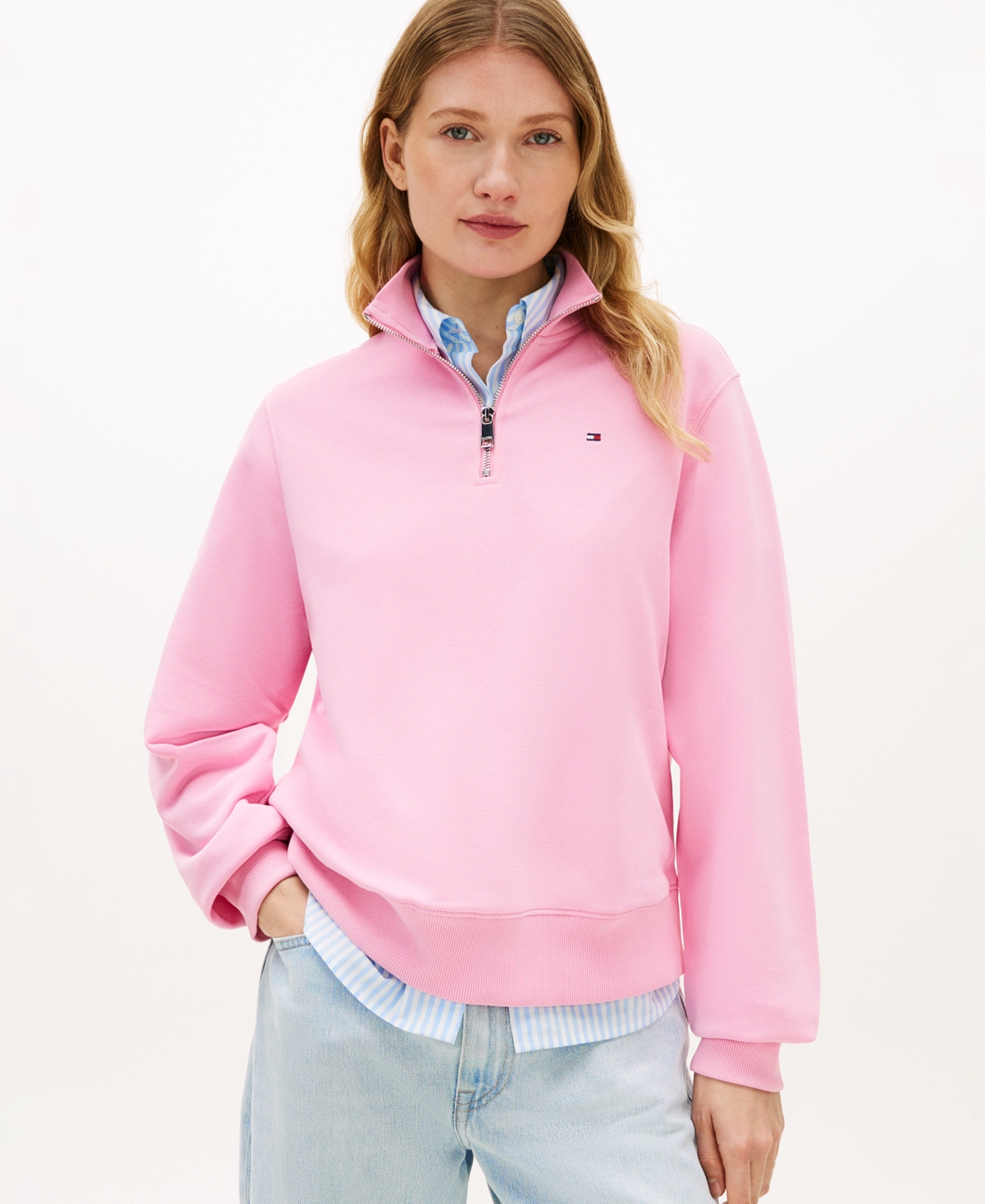 Click here for Tommy Hilfiger Womens Half-Zip Sweatshirt - Rose P... prices