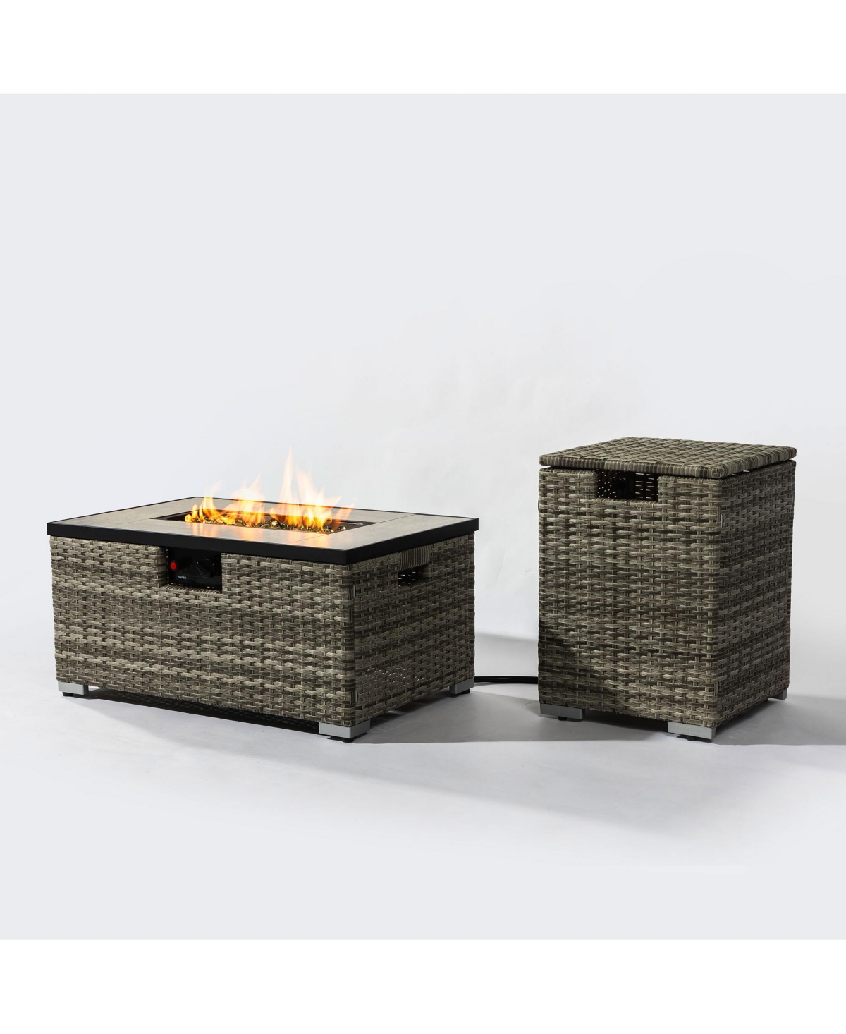 Click here for Flynama Rattan Fire Pit Table with Tank Holder and... prices