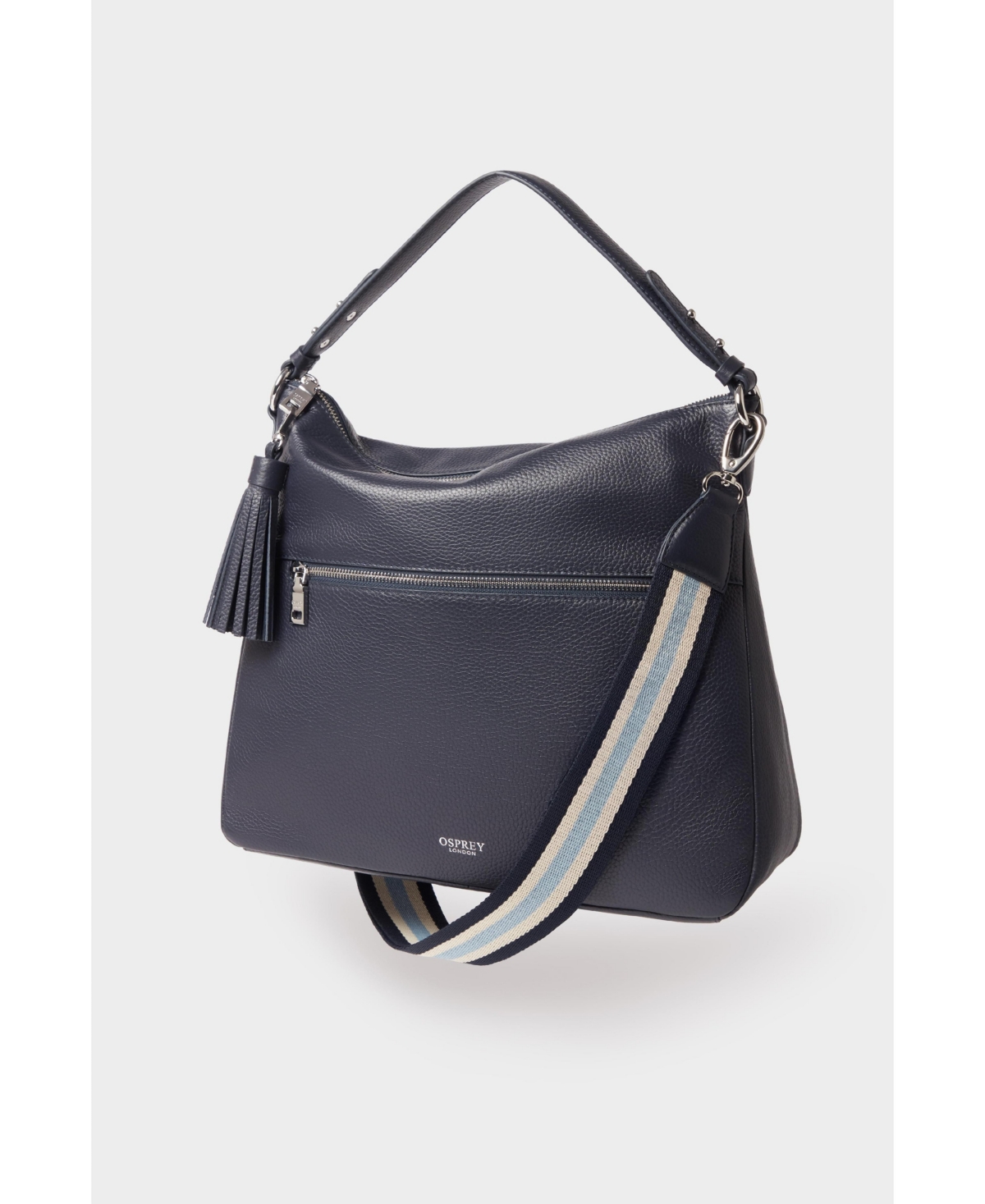 Click here for Osprey London The Stella Leather Hobo Bag - Navy prices