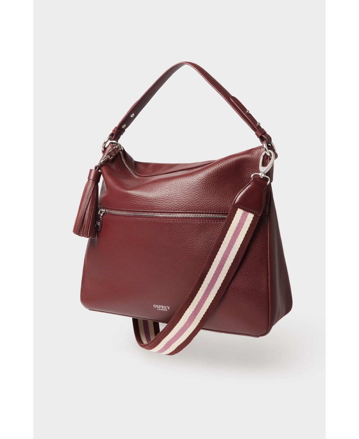 Click here for Osprey London The Stella Leather Hobo Bag - Merlot prices