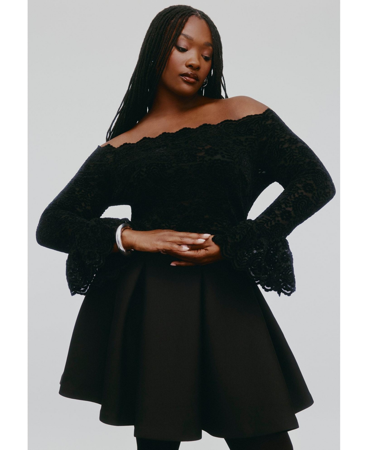 Click here for Eloquii Womens Plus Size Off The Shoulder Lace Top... prices