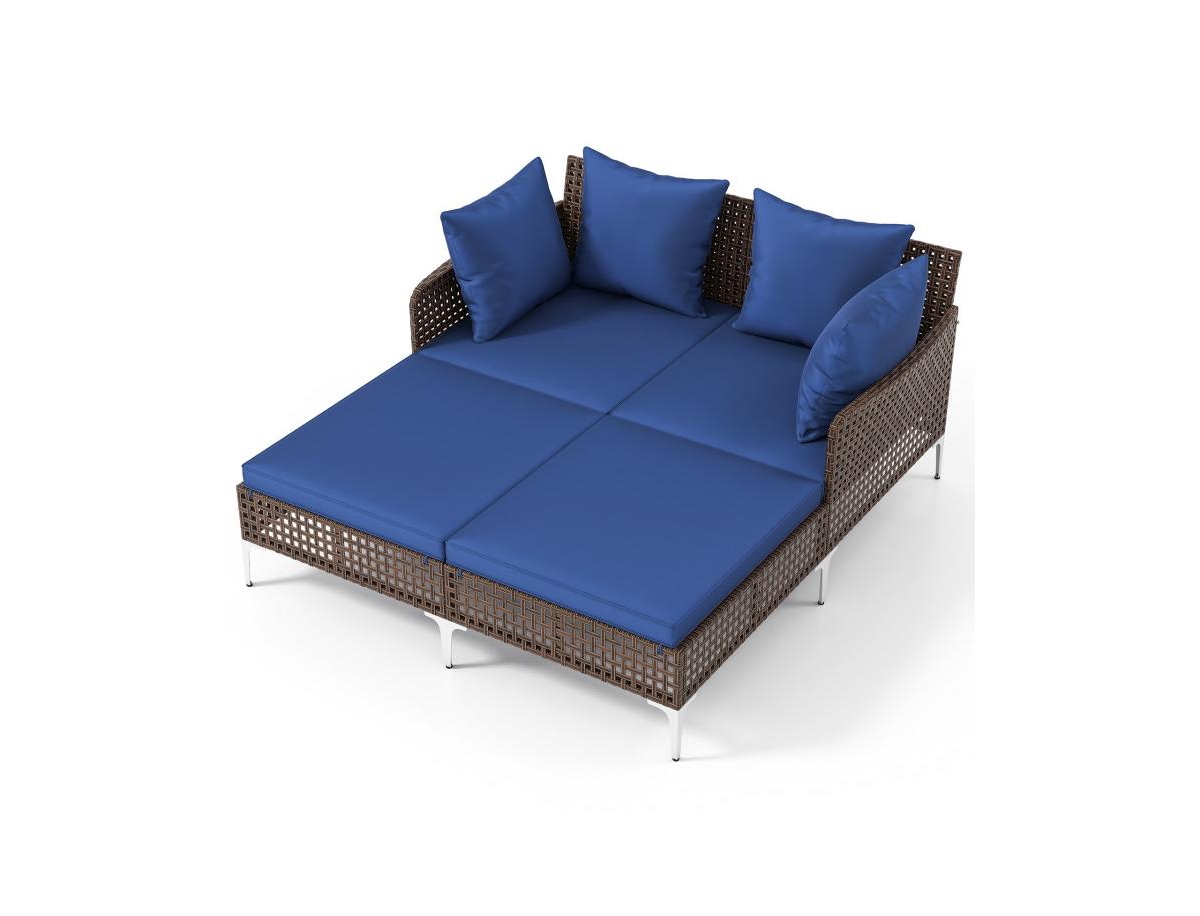 Click here for Wicker Rattan Double Daybed Lounger for Patio or G... prices