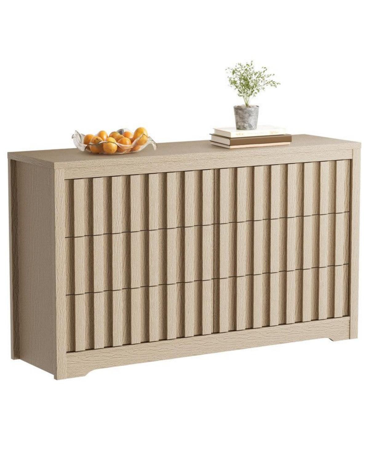 Click here for gaomon 6-Drawer Wood Fluted Handleless Dresser - B... prices