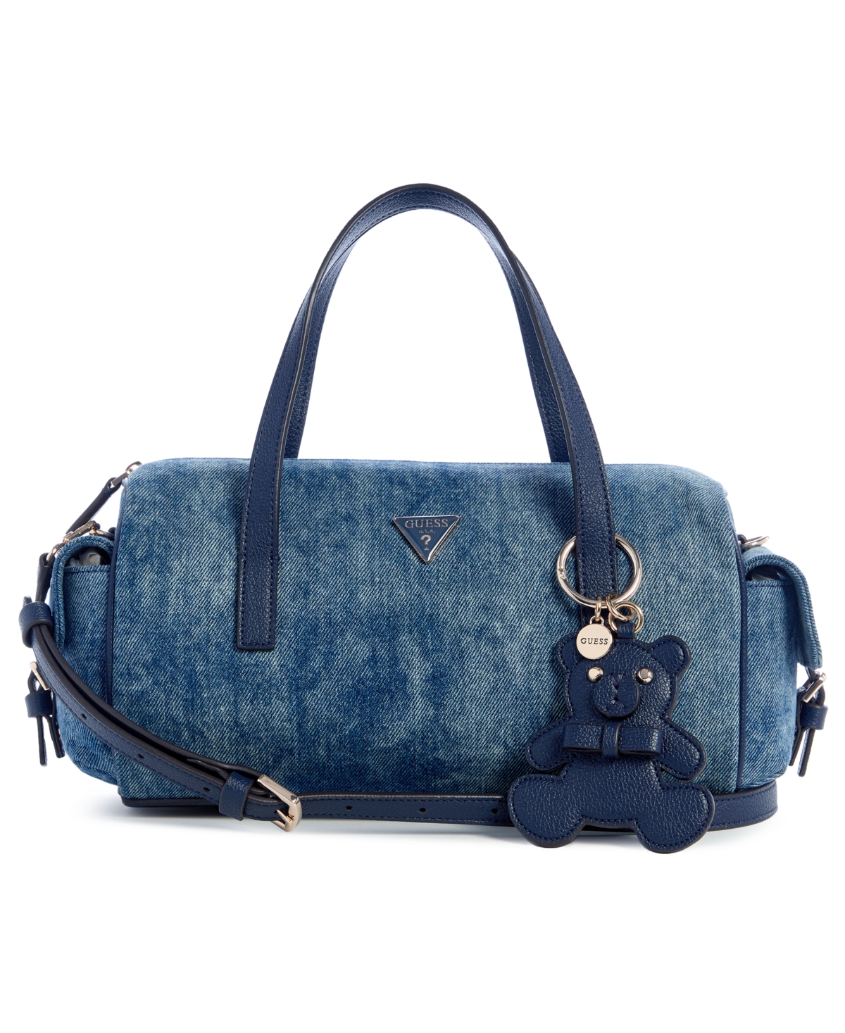 Click here for Guess Kassie Small Box Satchel Bag - Blue prices