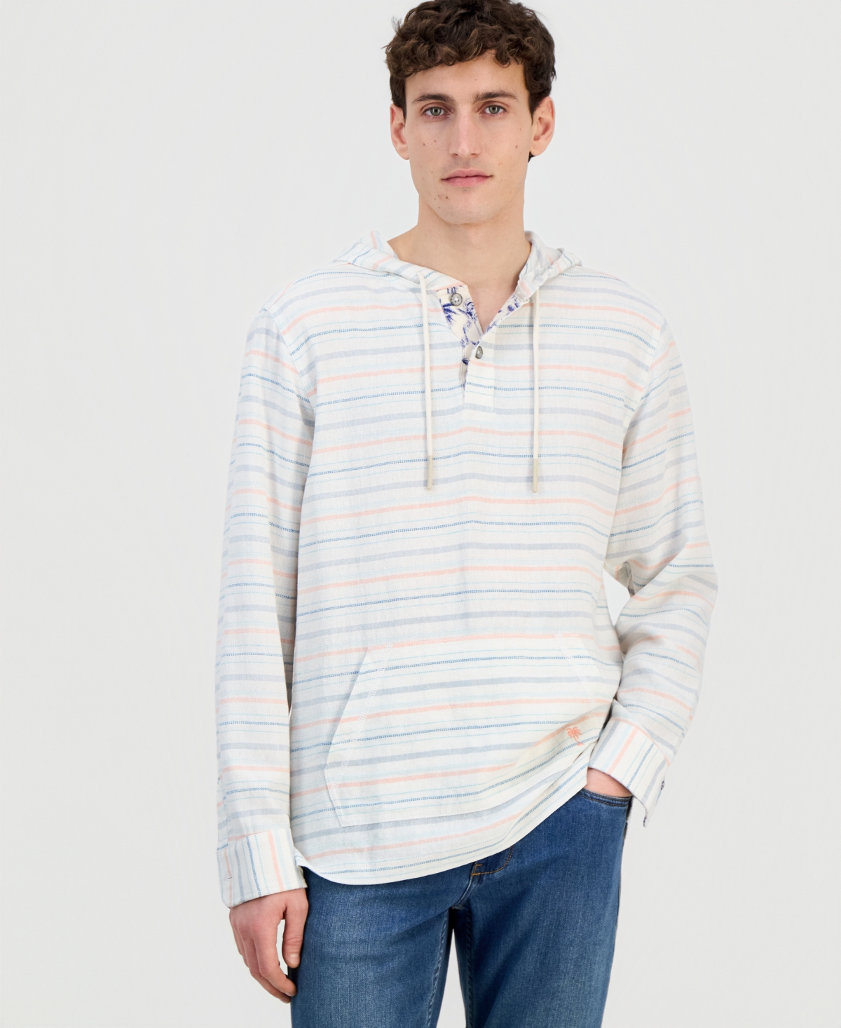 Click here for Tommy Bahama Mens Castelo Baja Striped Hooded Shir... prices