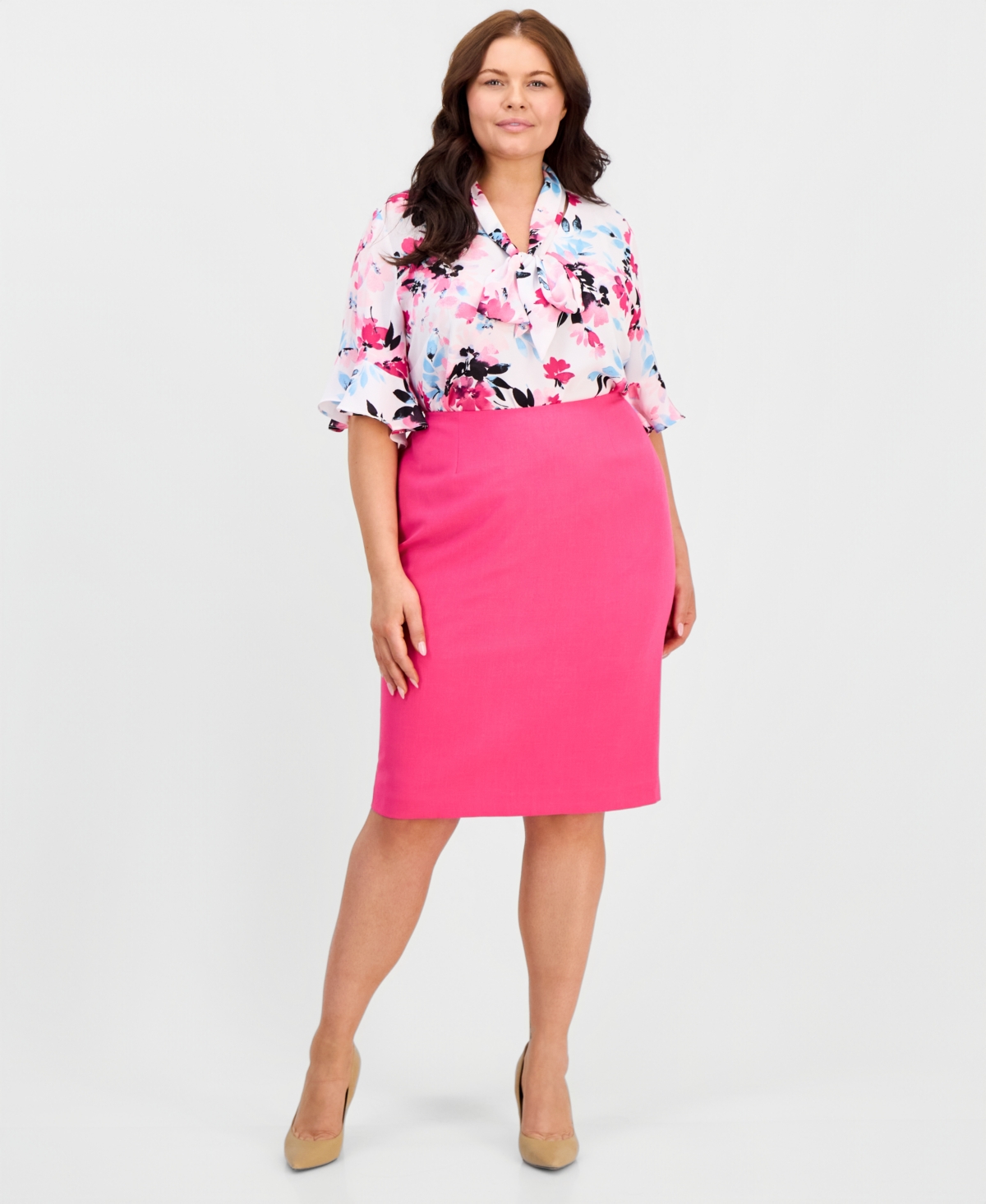 Click here for Kasper Plus Size Skimmer Skirt - Pink Perfection prices