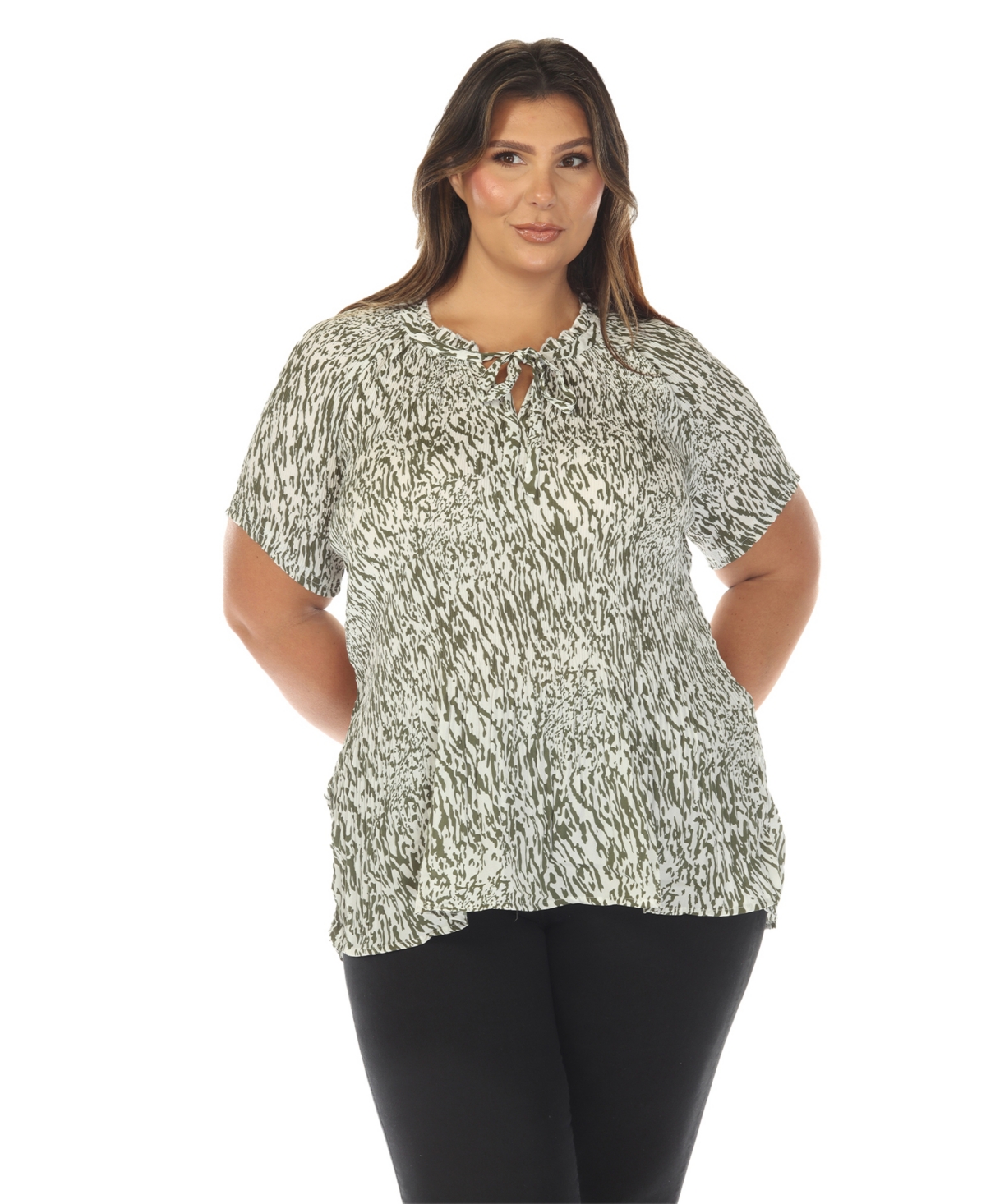 Click here for White Mark Plus Size Short Sleeve Printed Peplum T... prices