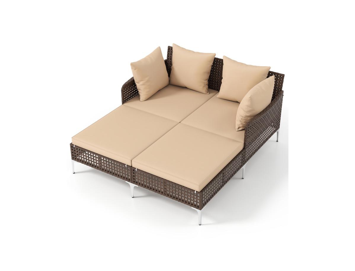 Click here for Wicker Rattan Double Daybed Lounger for Patio or G... prices