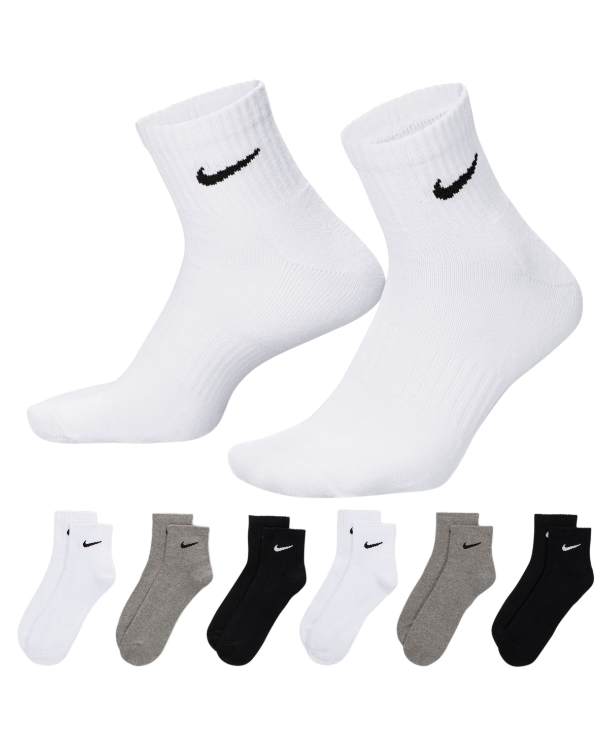 Click here for Nike Mens Cotton Quarter Socks 6-Pack - Carbon Hea... prices