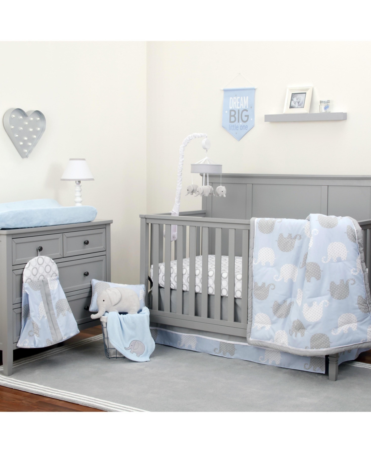 Click here for NoJo Dreamer Elephant Blue  Grey 8 Piece Nursery C... prices