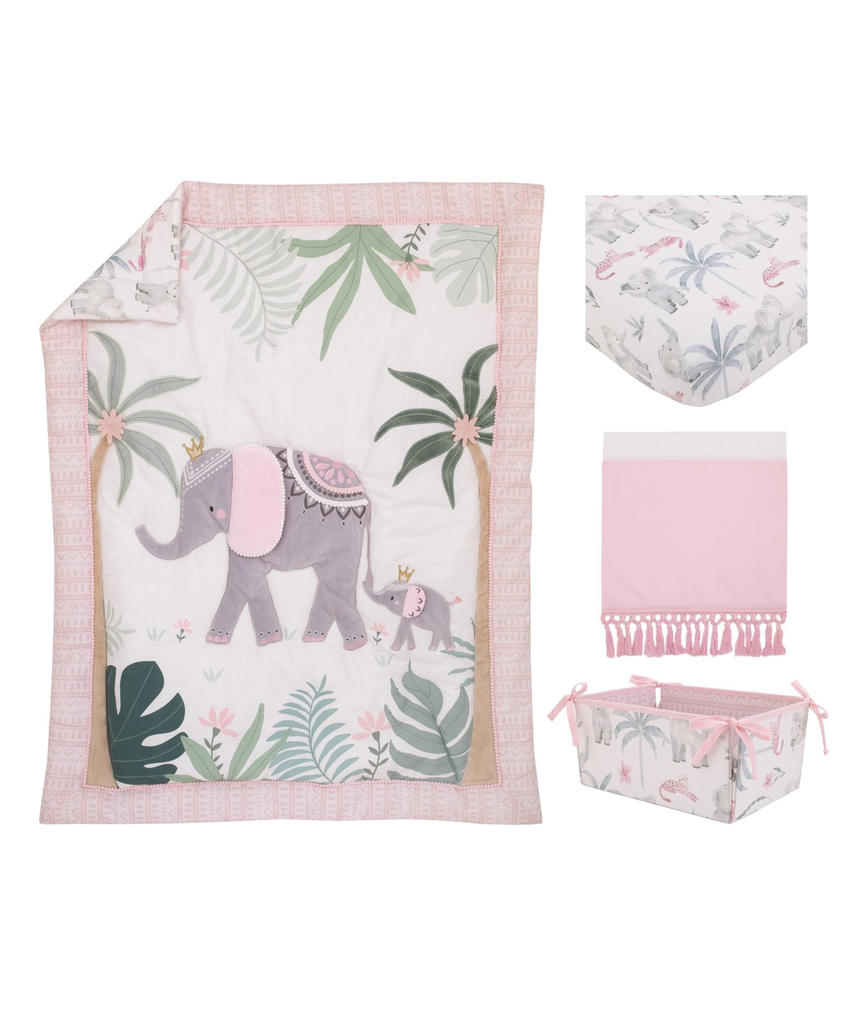 Click here for NoJo Tropical Princess Elephant /Jungle Pink and G... prices