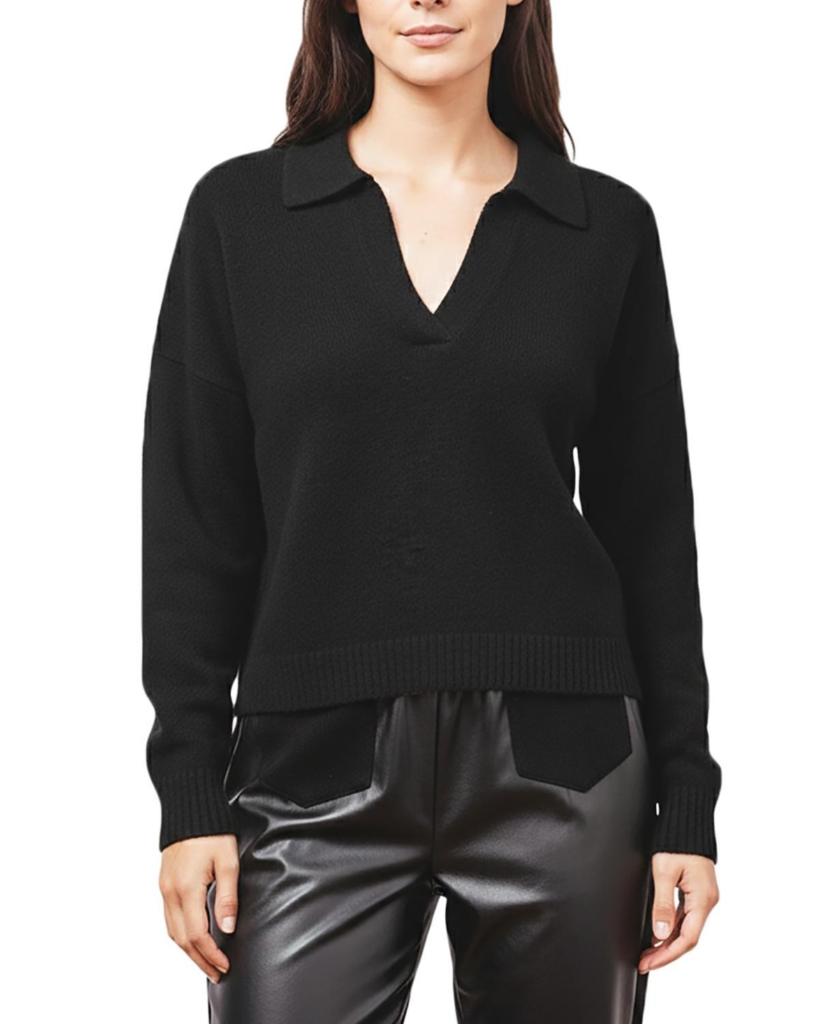Click here for Central Park West Womens Robbie V-Neck Polo - Blac... prices