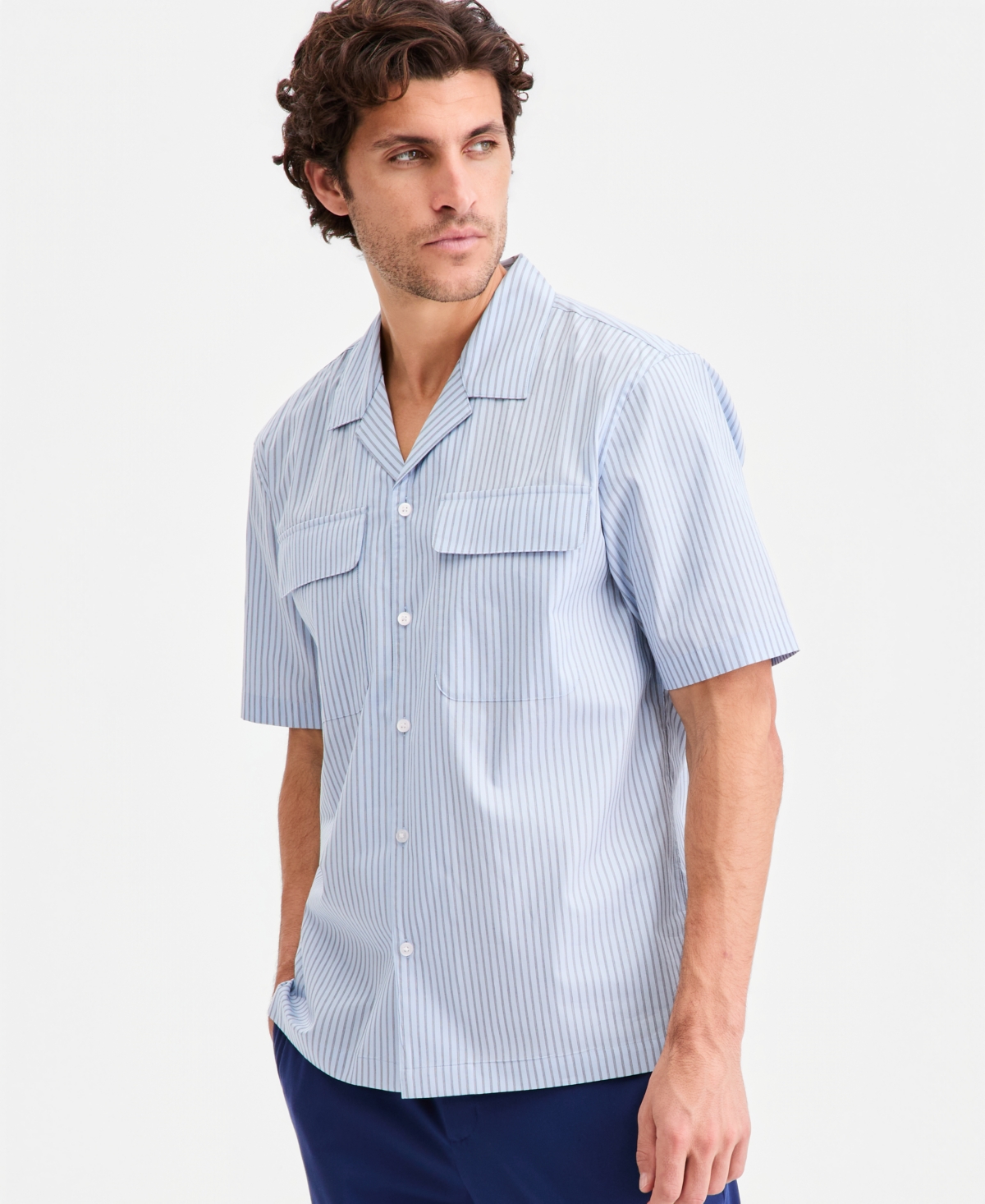 Click here for Alfani Mens Lucas Cotton Poplin Striped Camp Shirt... prices