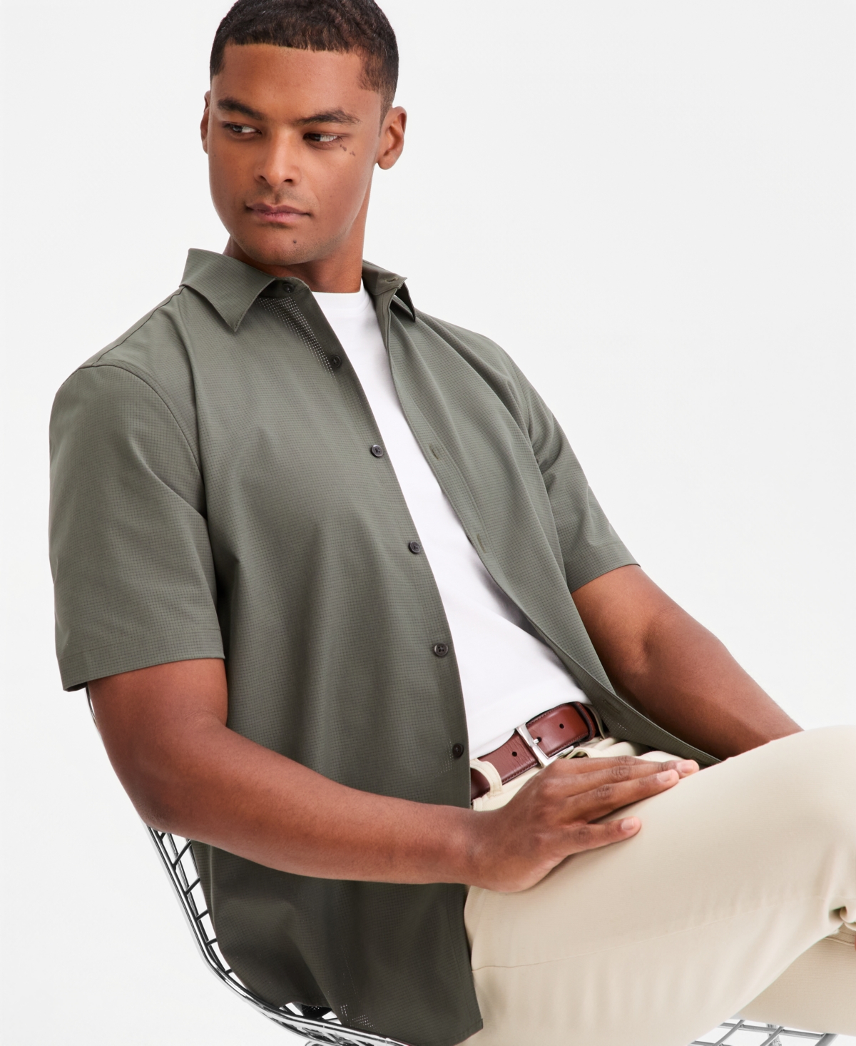 Click here for Alfani Mens Breathable Short-Sleeve Button-Down Sh... prices