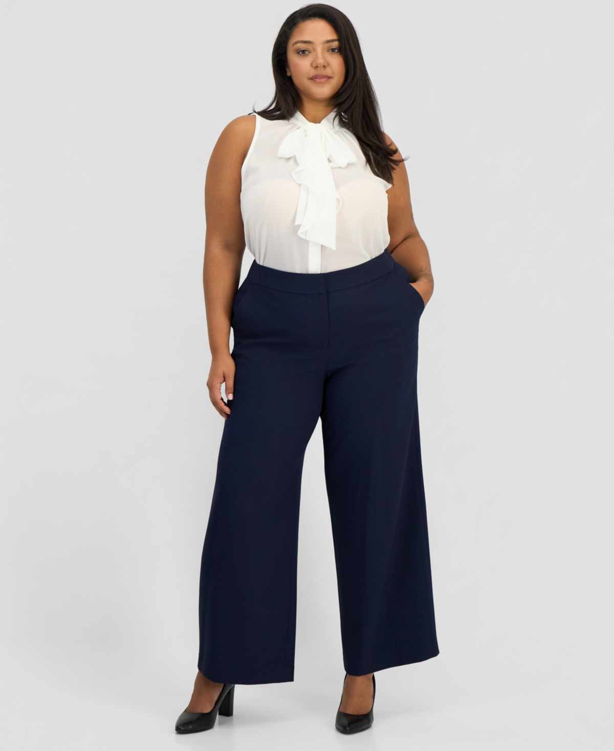 Click here for Tahari Asl Plus Size Mid Rise Wide-Leg Pants - Dee... prices