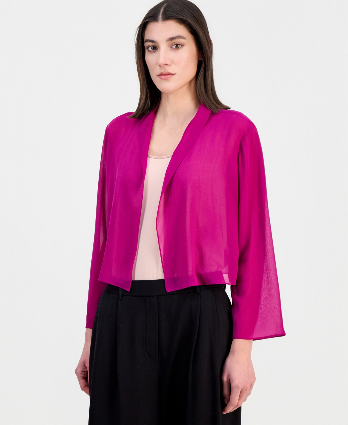 Click here for Eileen Fisher Womens Silk Sheer Open-Front Jacket... prices
