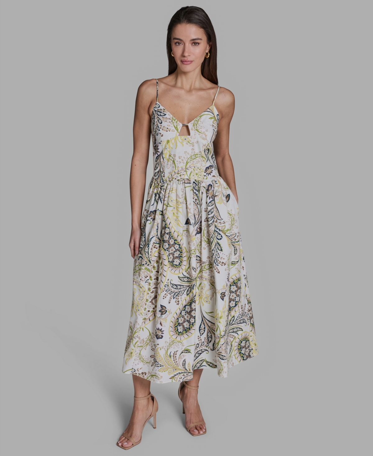Click here for Bcbg Womens Paisley Spaghetti Strap Midi Dress - E... prices