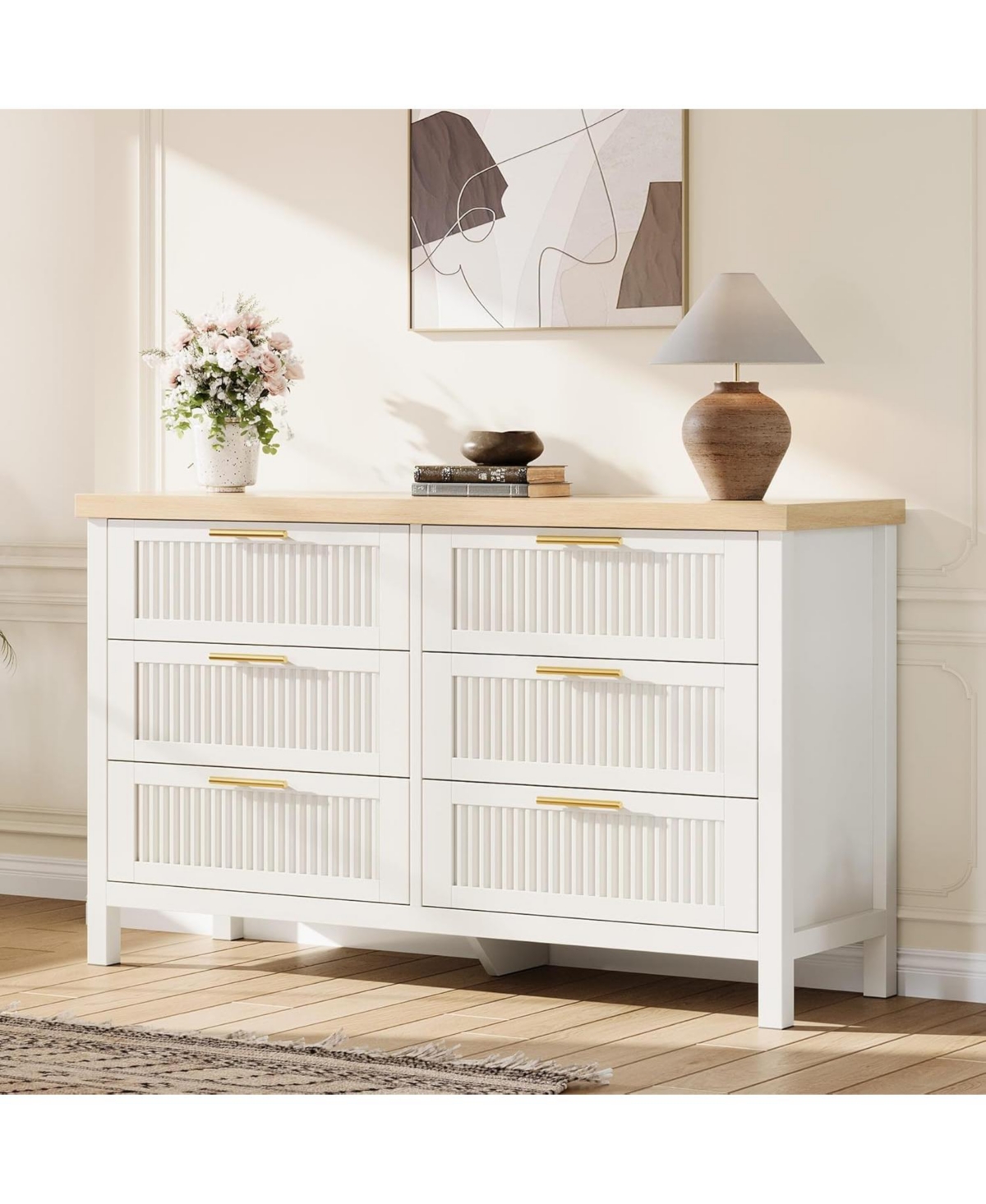 Click here for Gaomon Fluted 6-Drawer Bedroom Dresser  47.4"... prices