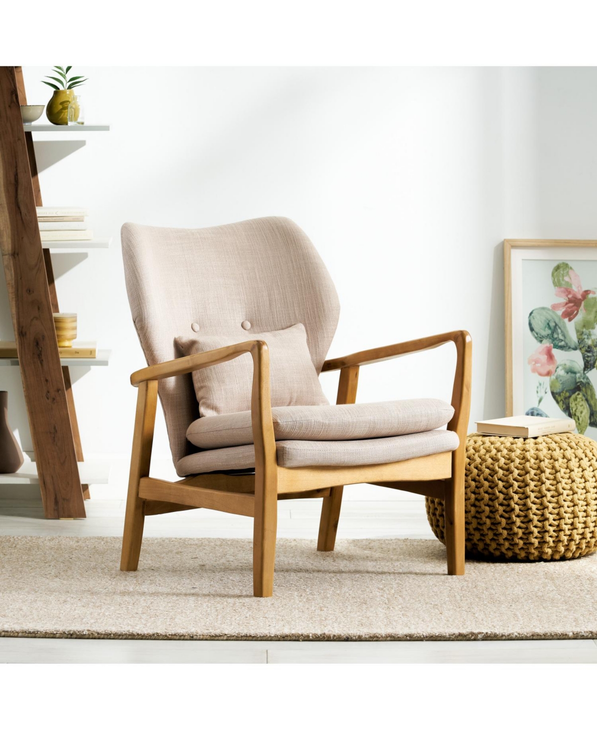 Click here for Button-Tufted Club Chair with Birch Wood Legs for... prices