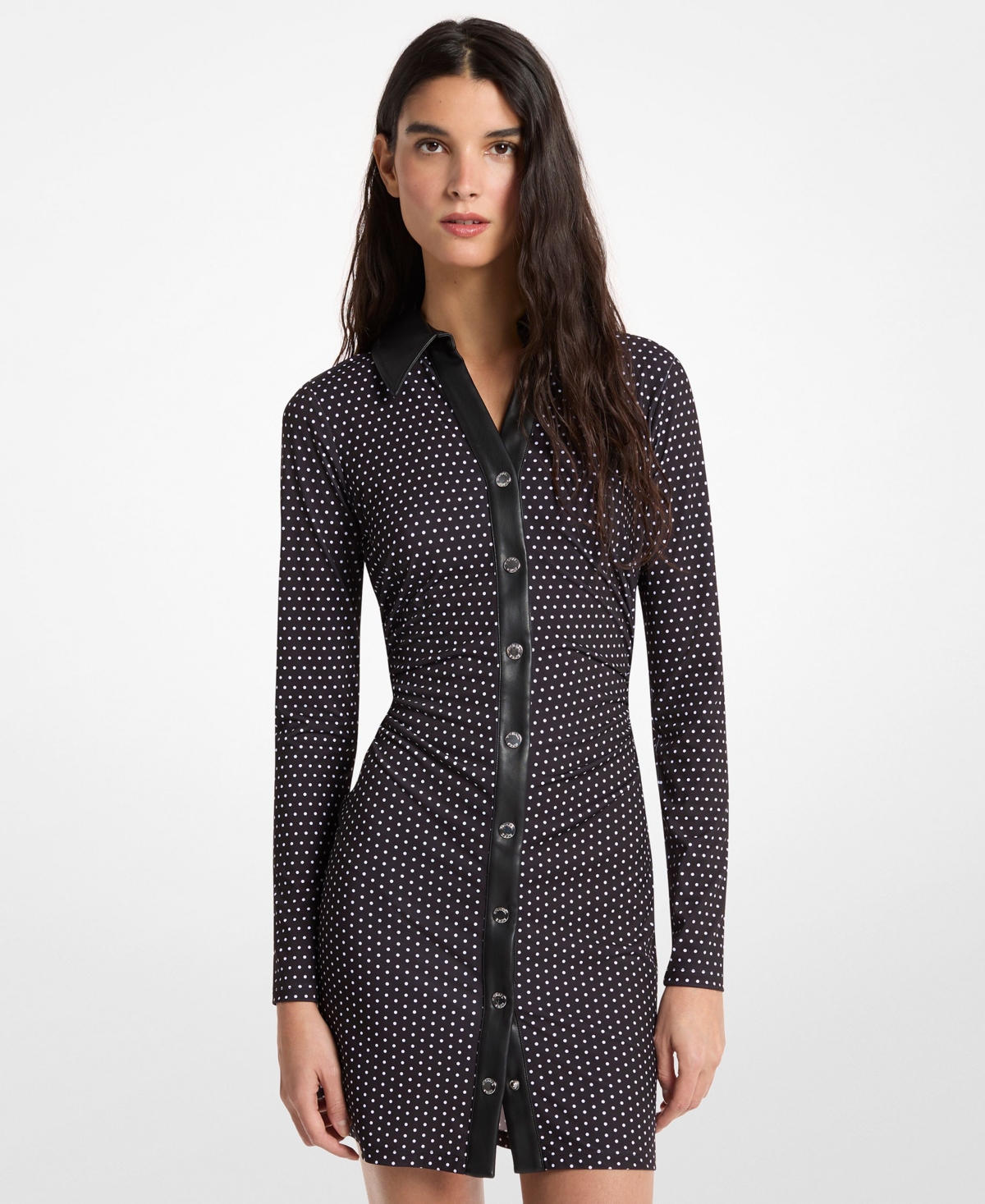 Click here for Michael Kors Womens Ruched Snap Collared Neck Mini... prices