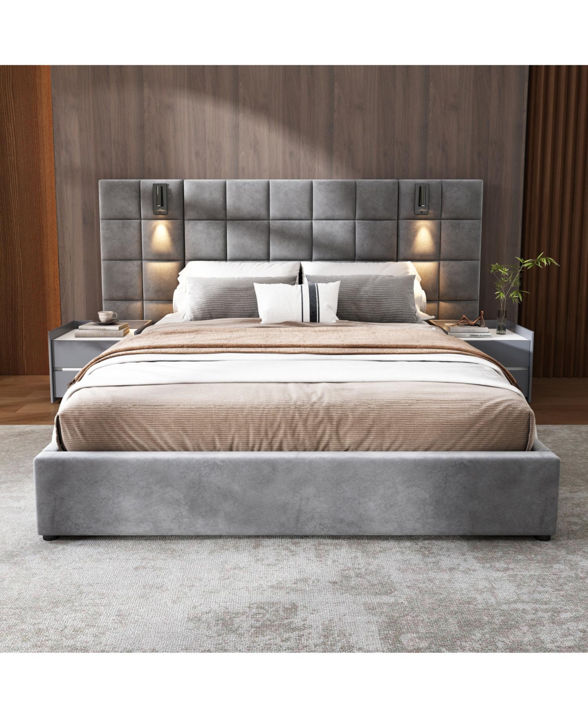 Click here for Streamdale Furniture Queen Bed with Reading Lamp... prices