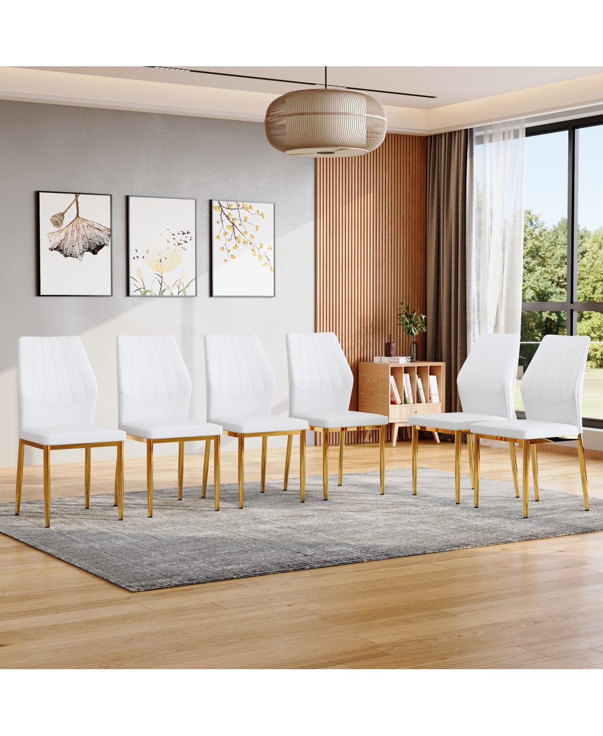 Click here for Streamdale Set of 6 Gold & White Dining Chairs  37... prices