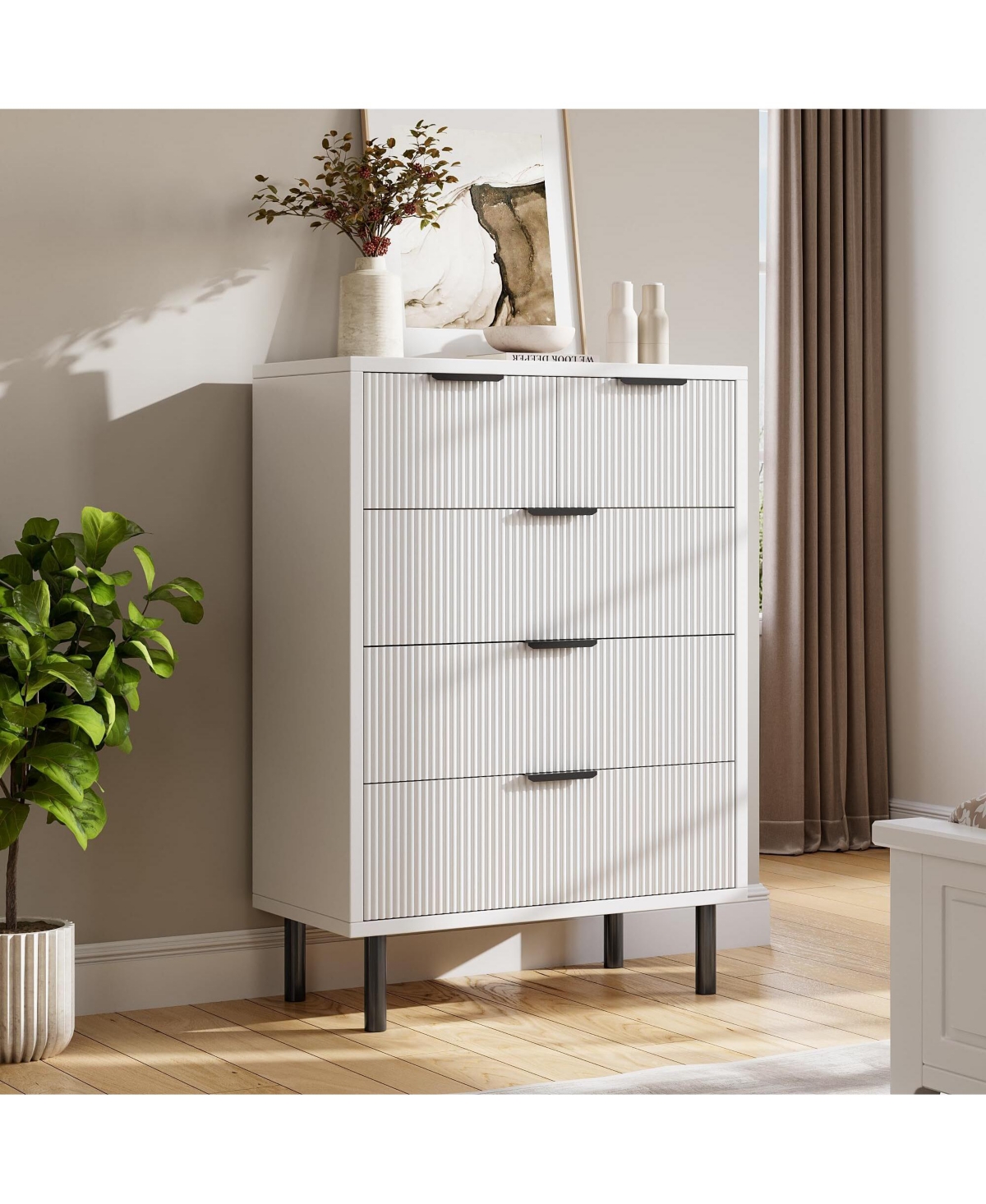 Click here for Gaomon Wave Fluted 5 Drawer Dresser  38 Tall Chest... prices