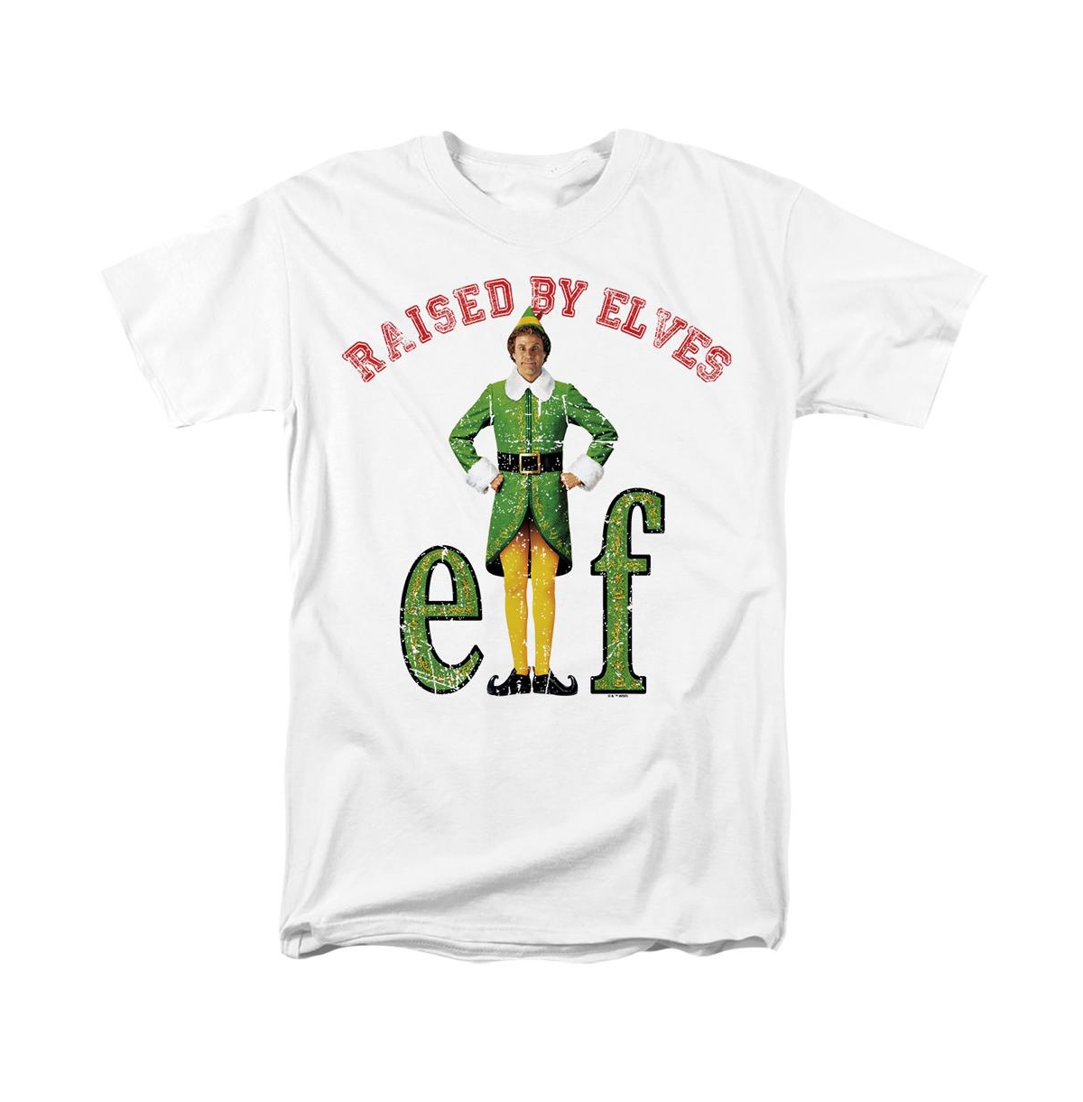 Click here for Elf Mens Christmas Raised By Elves T Shirt - White prices