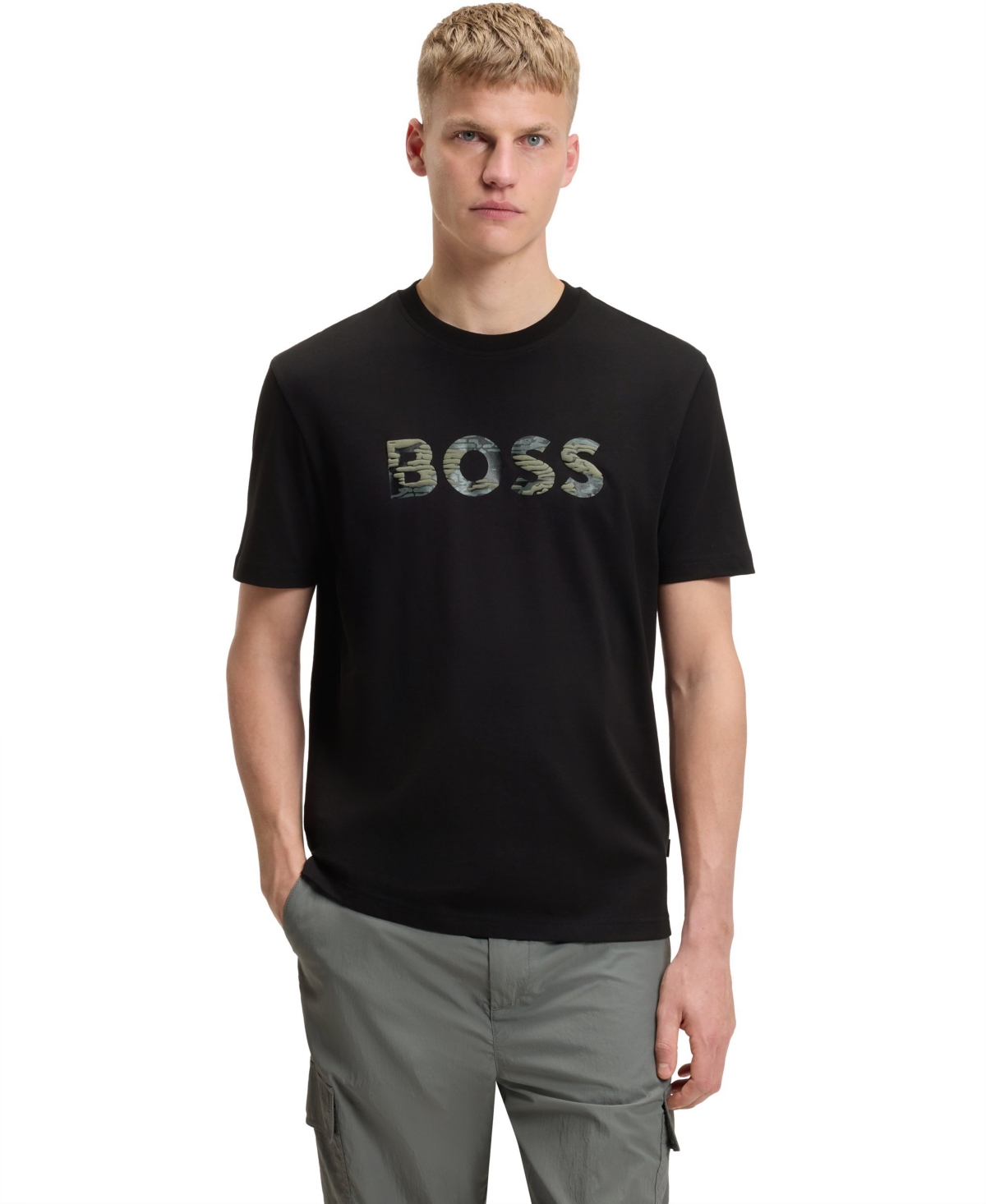 Click here for Boss by Hugo Boss Mens Logo Print Cotton-Jersey T-... prices