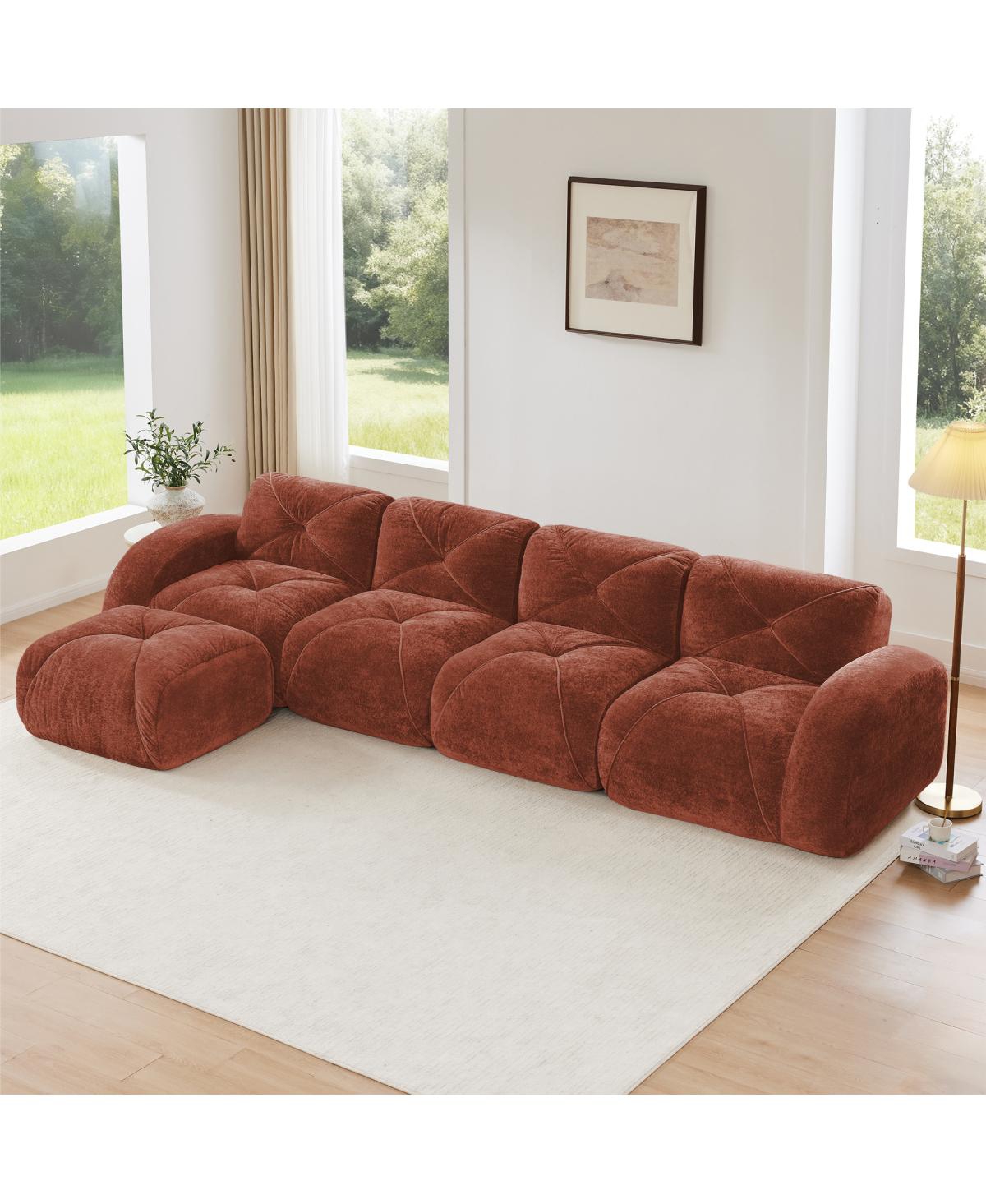 Click here for Streamdale Furniture L-Shaped Velvet Tufted Sofa w... prices