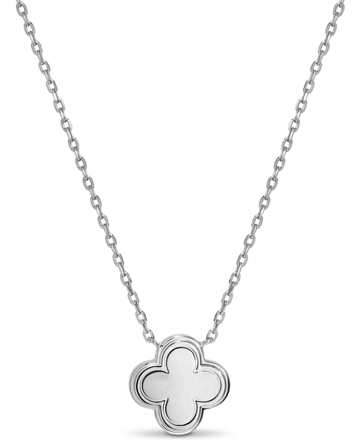 Click here for Devata Contour-lined Clover Necklace in Rhodium Pl... prices