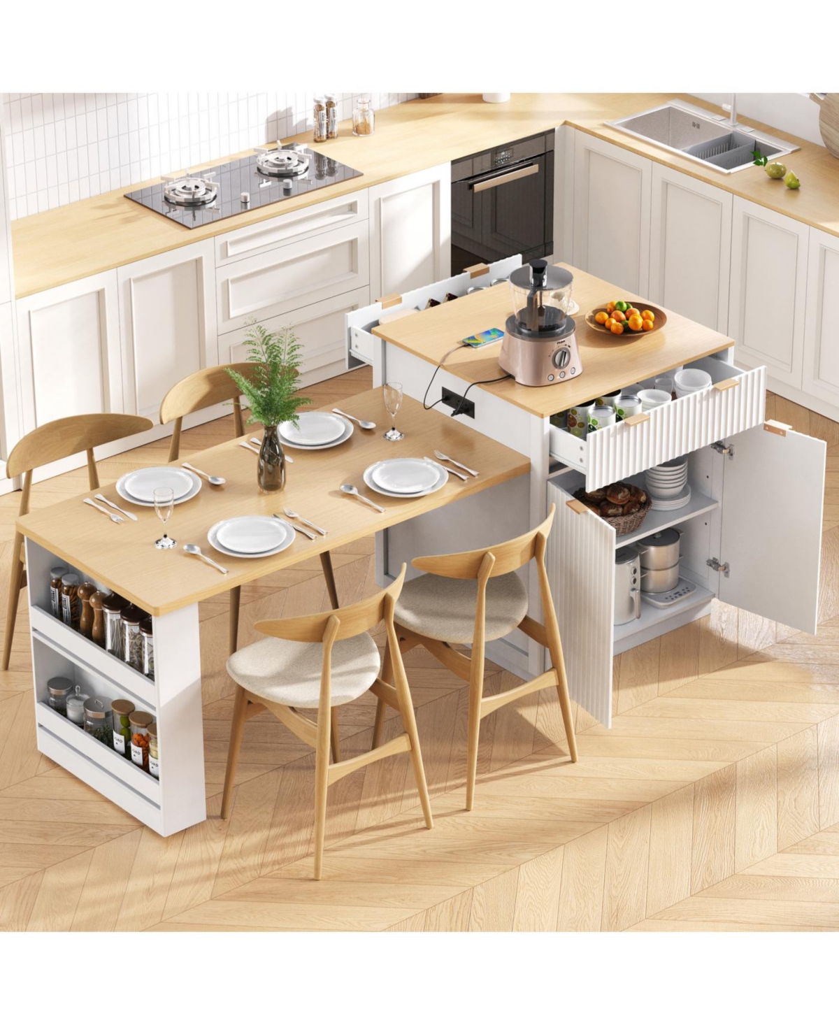 Click here for Streamdale Furniture Fluted Kitchen Island with Ex... prices