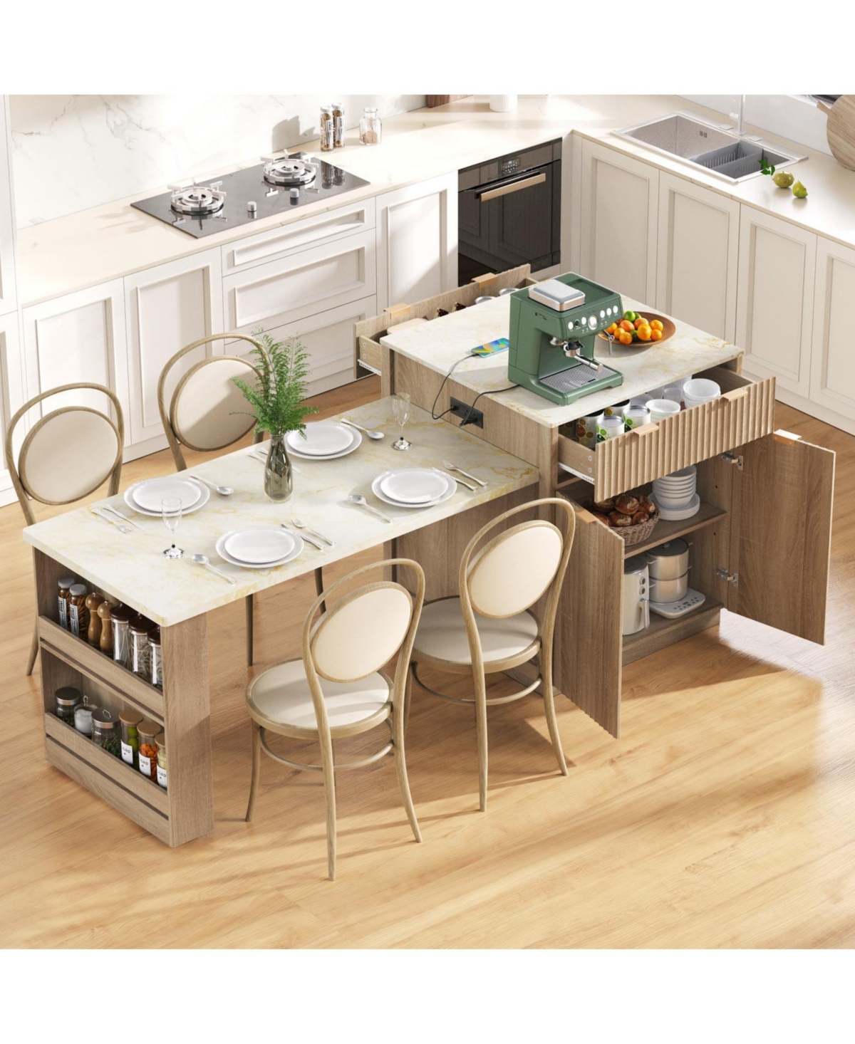 Click here for Streamdale Furniture Fluted Kitchen Island with Ex... prices
