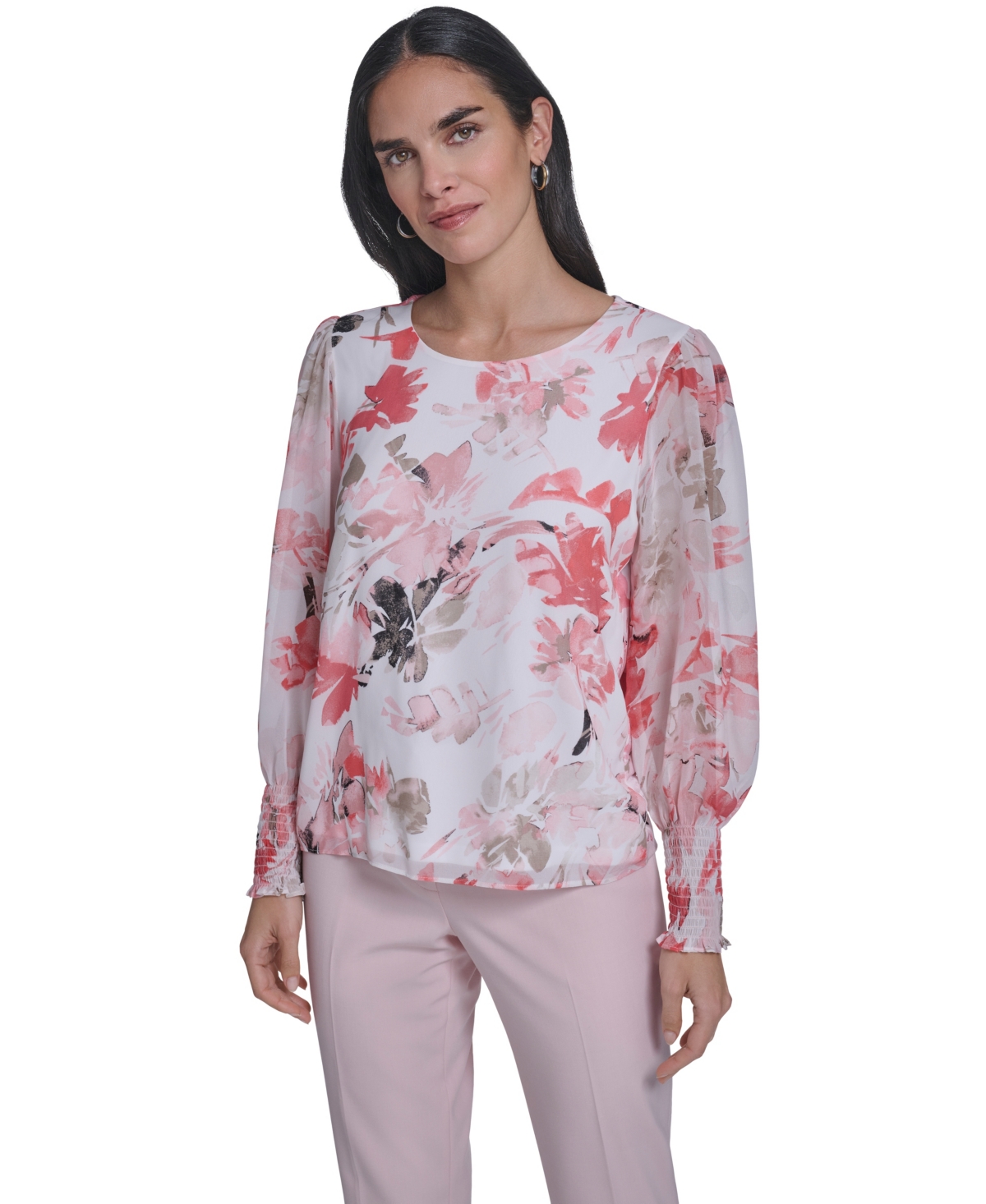 Click here for Calvin Klein Womens Mixed Media Long-Sleeve Top -... prices