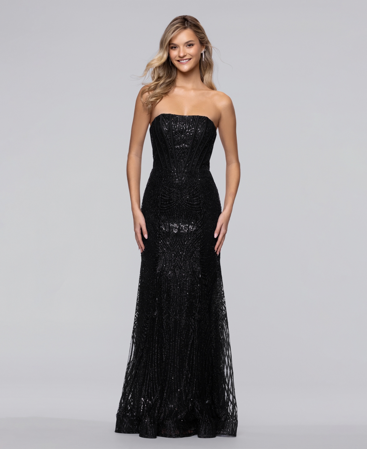 Click here for Blondie Nites Juniors Long Glitter Strapless Corse... prices