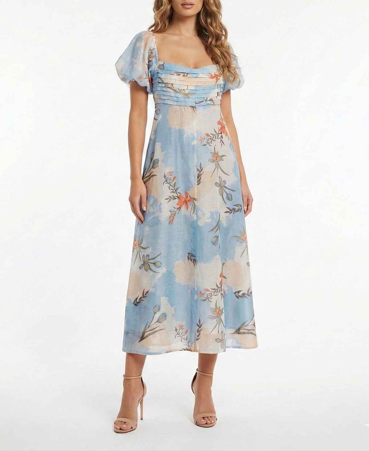 Click here for Taylor Womens Pleated Square Neck Empire Waist Dre... prices