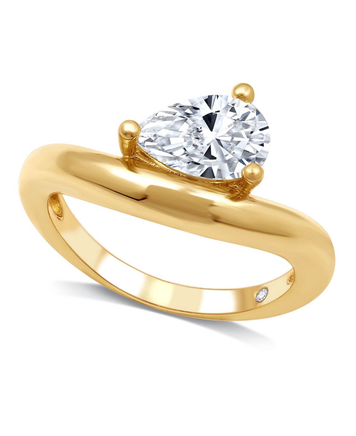 Click here for And Now This Cubic Zirconia Pear Shaped Ring - Gol... prices