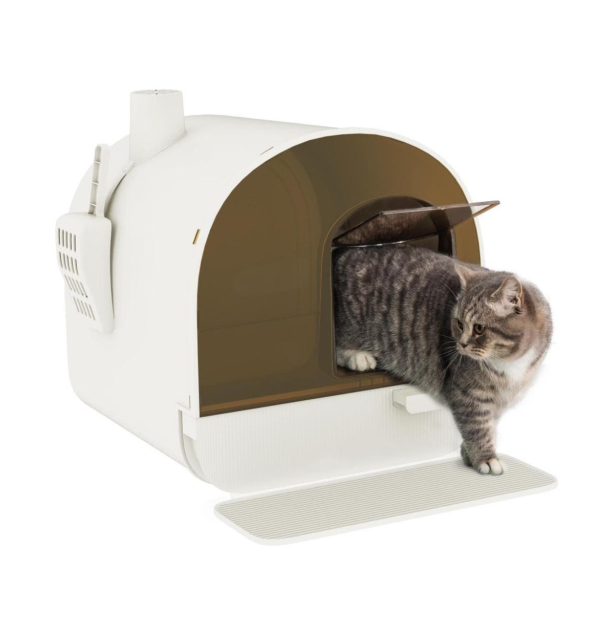 Click here for Zeus & Ruta White Covered Cat Litter Box with Scoo... prices