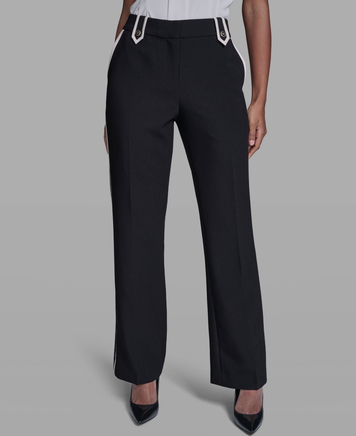 Click here for Karl Lagerfeld Paris Womens Flare Pants - Black/Bi... prices