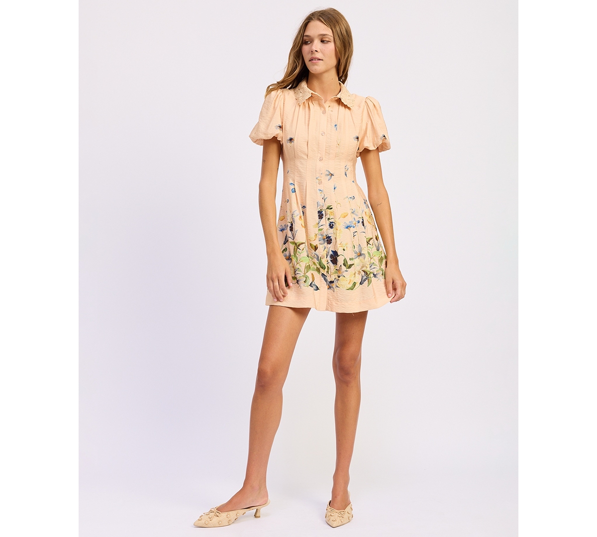 Click here for En Saison Womens Carrera Collared Mini Shirt Dress... prices