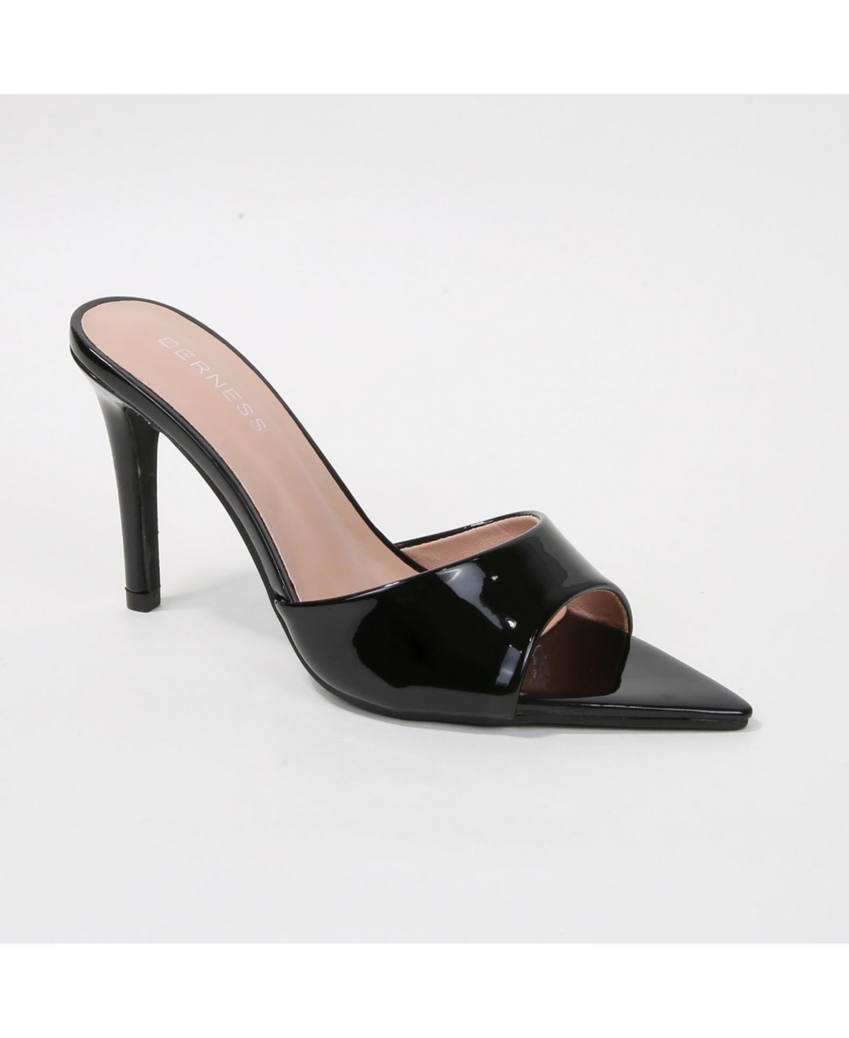 Click here for Berness Womens Chelli Patent Slide Heels - Black prices