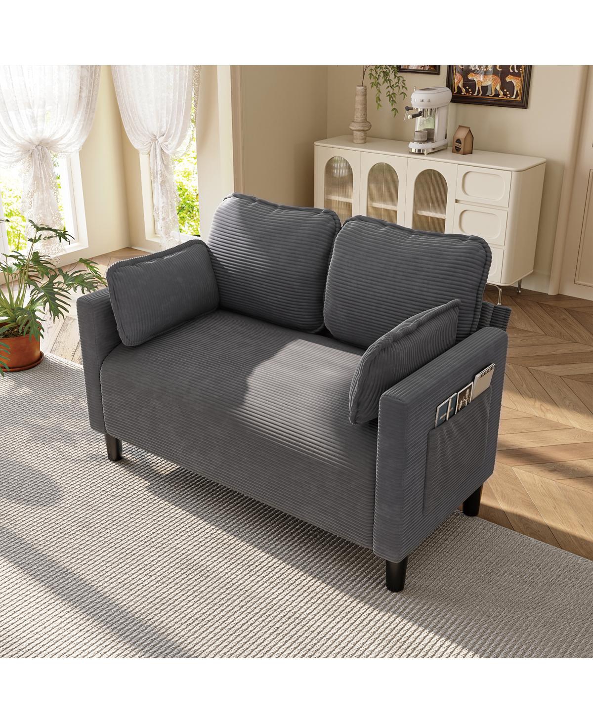 Click here for Streamdale 48" Corduroy Loveseat Couch with C... prices