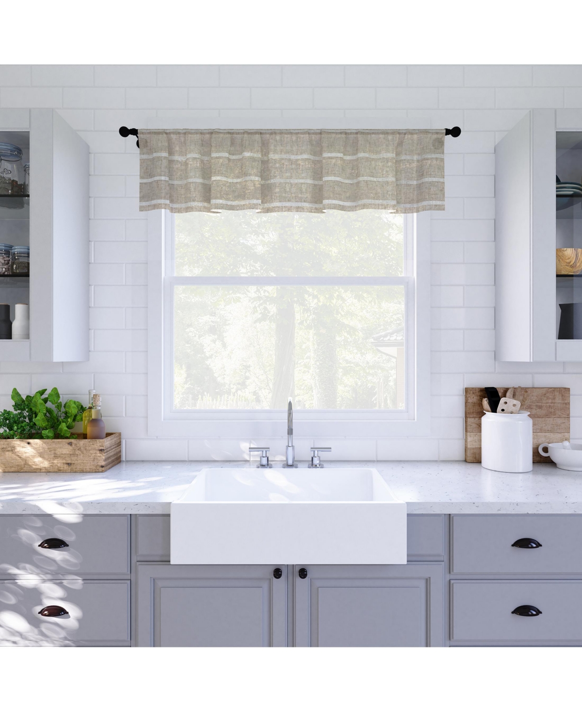 Click here for Twill Stripe Anti-Dust Linen Blend Sheer Cafe Curt... prices