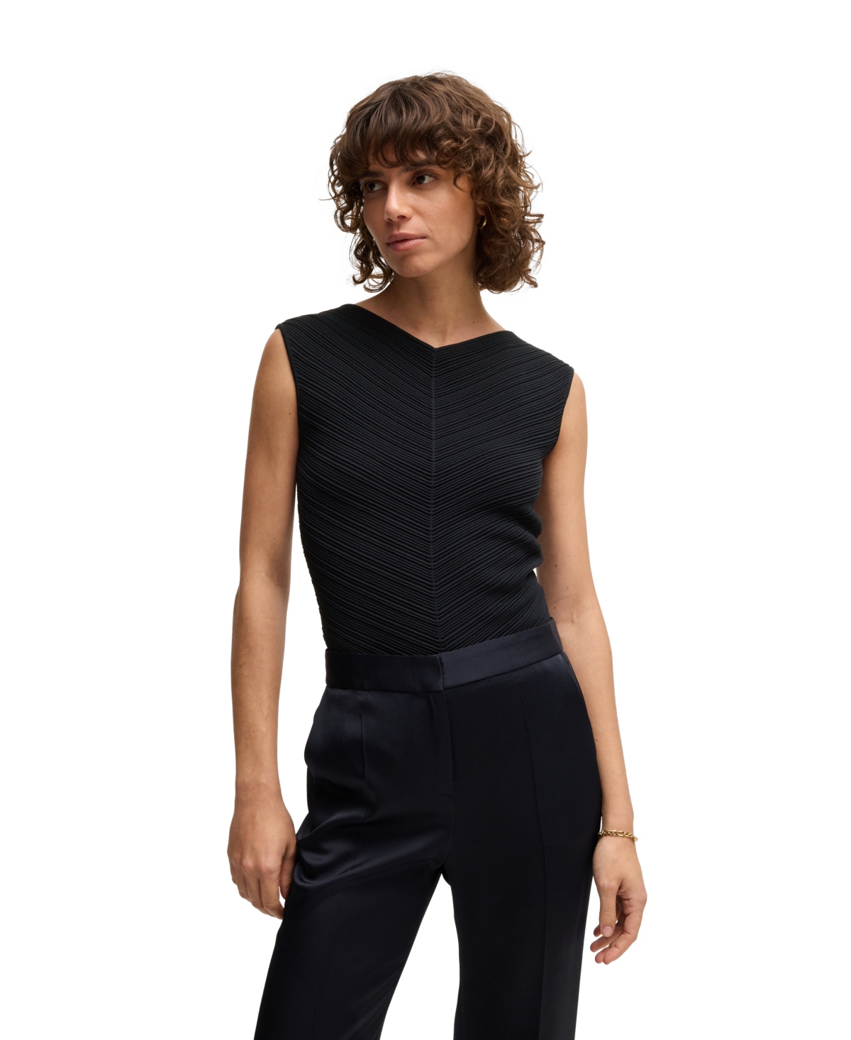 Click here for Boss by Hugo Boss Womens Knitted Structure V-Neck... prices