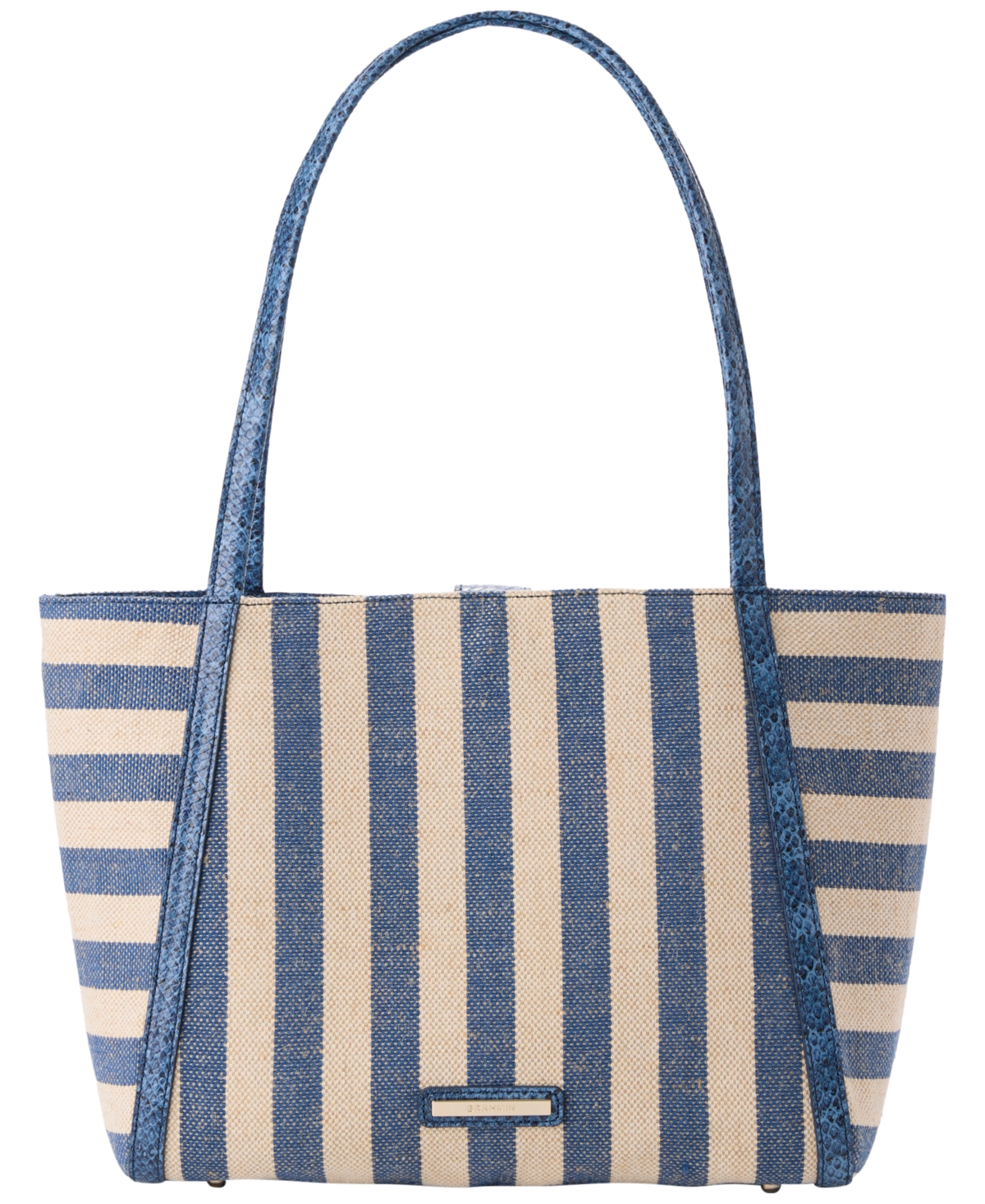 Click here for Brahmin Mona Striped Large Tote Bag - Blue prices