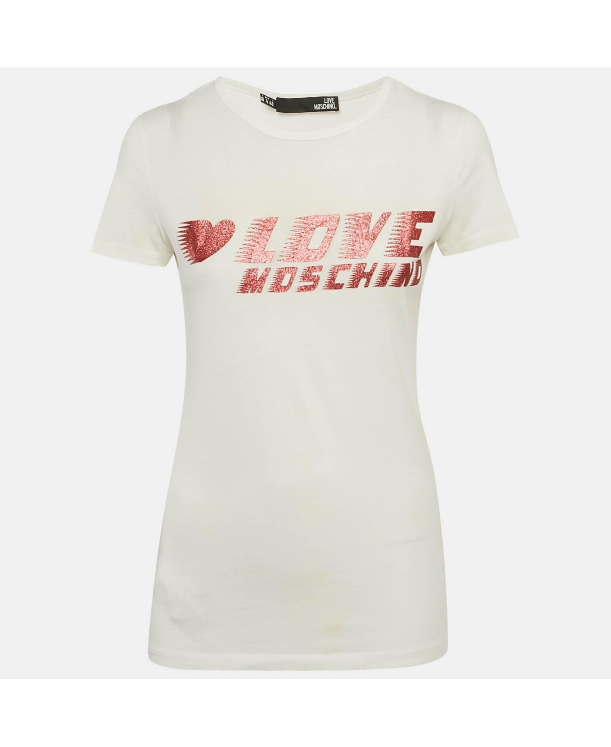Click here for Pre-Owned Love Moschino Womens White Glitter Logo... prices