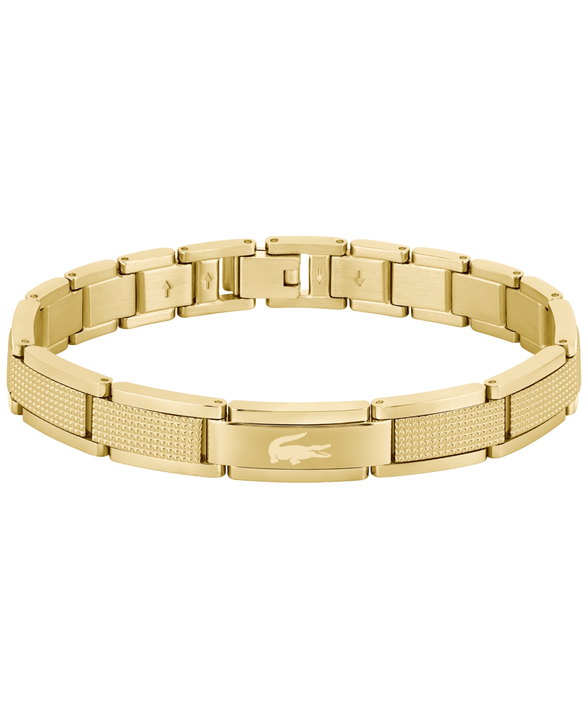 Click here for Lacoste Mens Stencil Gold-Tone Stainless Steel Bra... prices