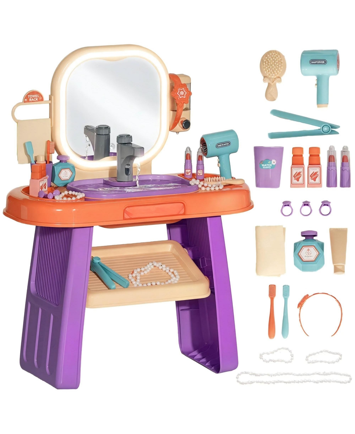 Click here for Hongge Kids Vanity Play Set with Led Mirror and Wa... prices